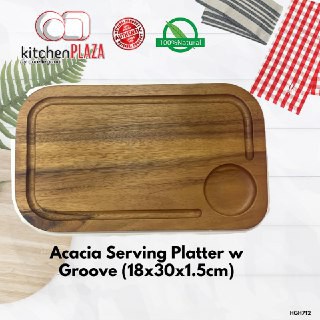 [Ready Stock] Acacia Serving Platter With Groove 18x30x1.5cm/Pinggan ...