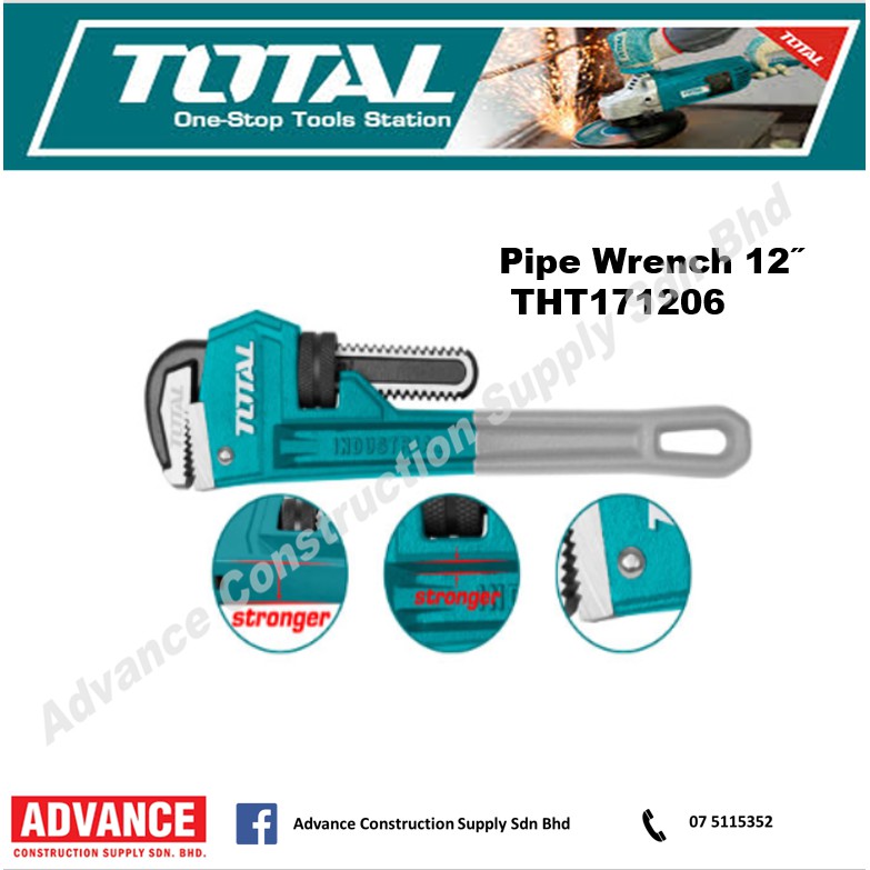 TOTAL Handtools Hand Tools and Accessories THT171206 Pipe Wrench 300 mm ...