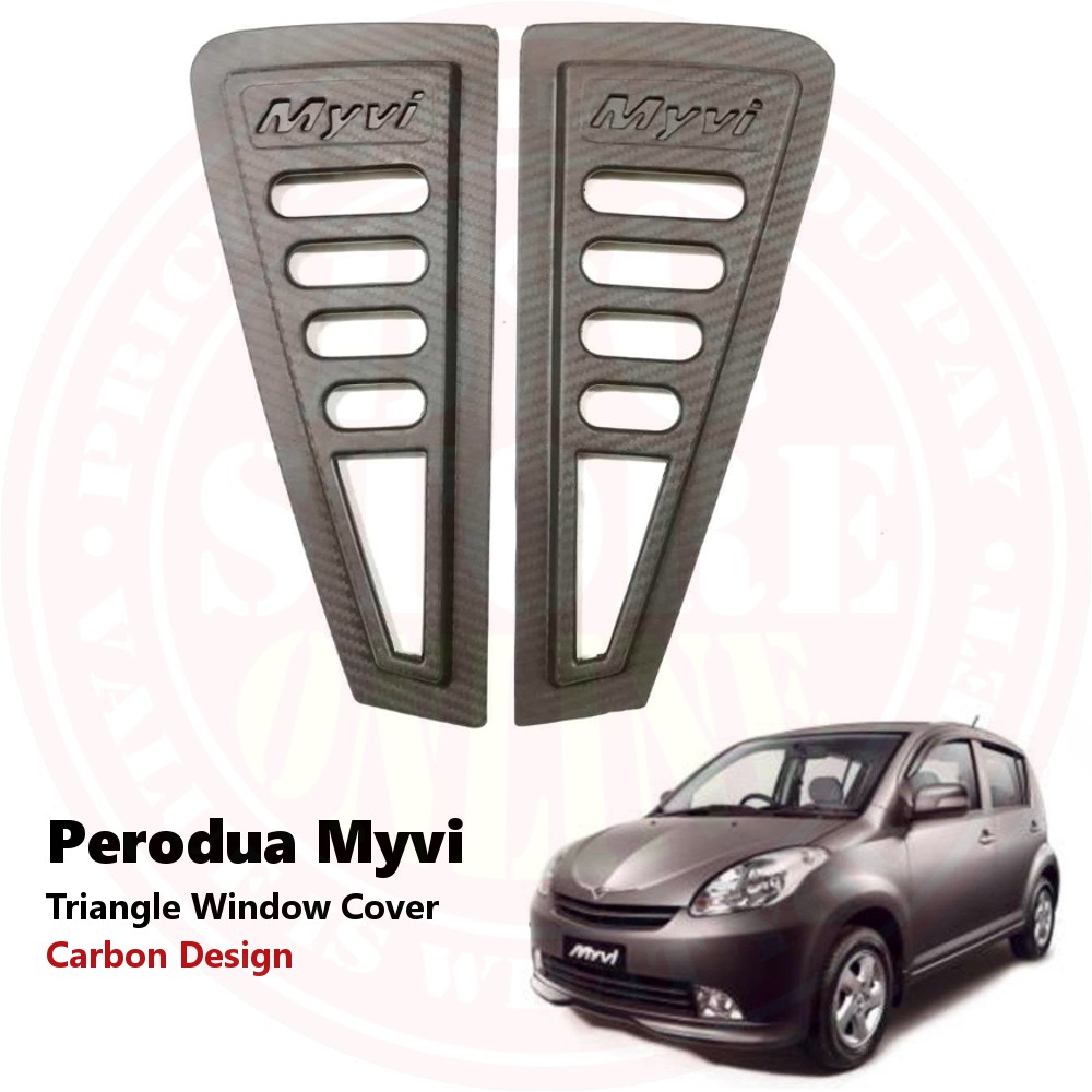 Perodua Myvi Old Black Rear Side 3d Carbon Window Mirror Cover ...