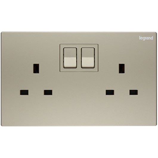 Legrand Galion 13A 2Gang Switch Socket (Champagne/Dark Silver) | Shopee ...