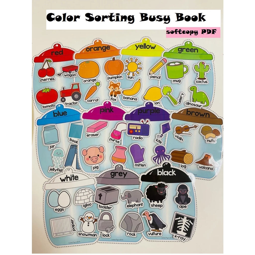 189- (PDF) Color Sorting Busy Book Softcopy Kids learning activity book ...