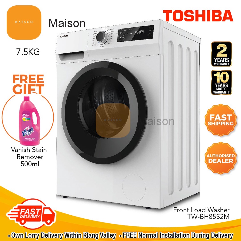 [Sales] Toshiba Front Load Washer With Digital Inverter 7.5KG TW-BH85S2M | Shopee Malaysia
