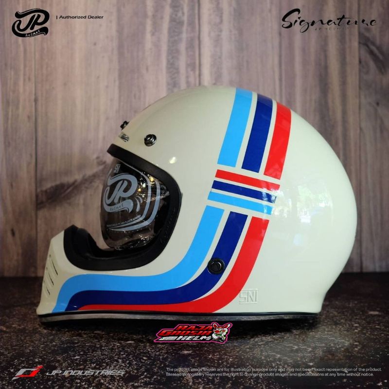 Retro HELM JP SIGNATURE SG01 WHITE CREAM GLOSS ORIGINAL RETRO HELM FULL ...