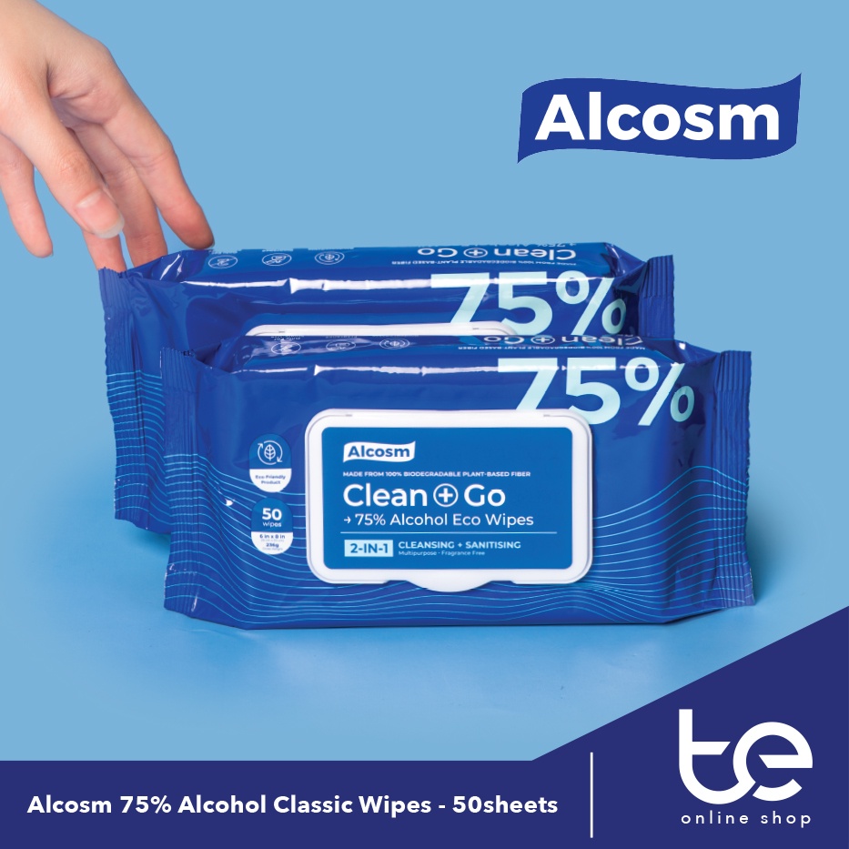 Alcosm 75% Classic Alcohol Wet Wipes/Wet Tissue (50 Wipes) | 75%酒精消毒湿巾 ...