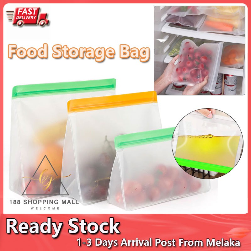 Silicone Food Storage Containers Leakproof Containers Reusable Zip Shut ...