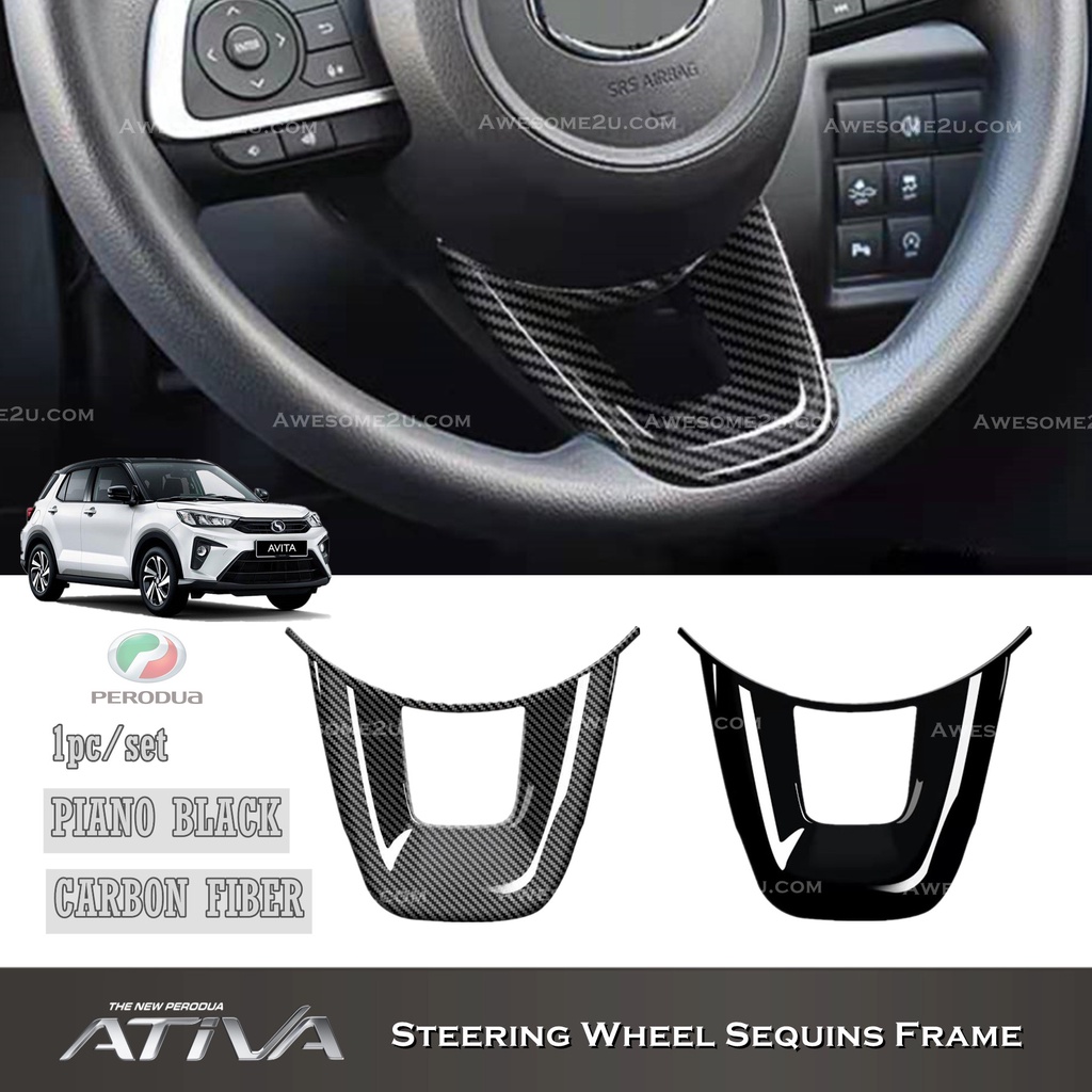 Awesome2u Perodua Ativa Car Steering Wheel Sequins Frame Cover Garnish ...