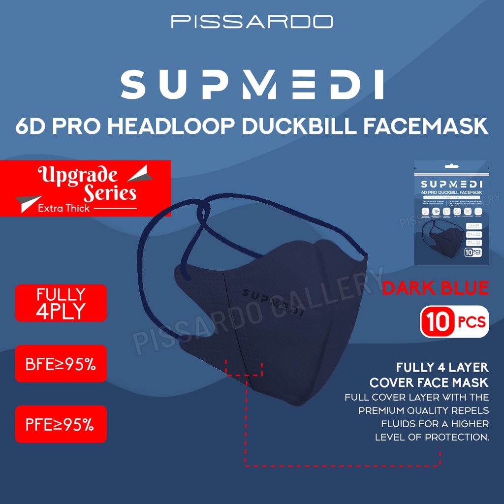 【SUPMEDI 6D PRO DUCKBILL HEADLOOP / EARLOOP MASK】10pcs/Pack 4Ply Adult ...