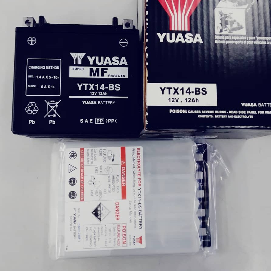 YUASA YTX14-BS BATTERY 12V 12ah APRILLIA SHIVER 750 FJR1100 BMW GS ...