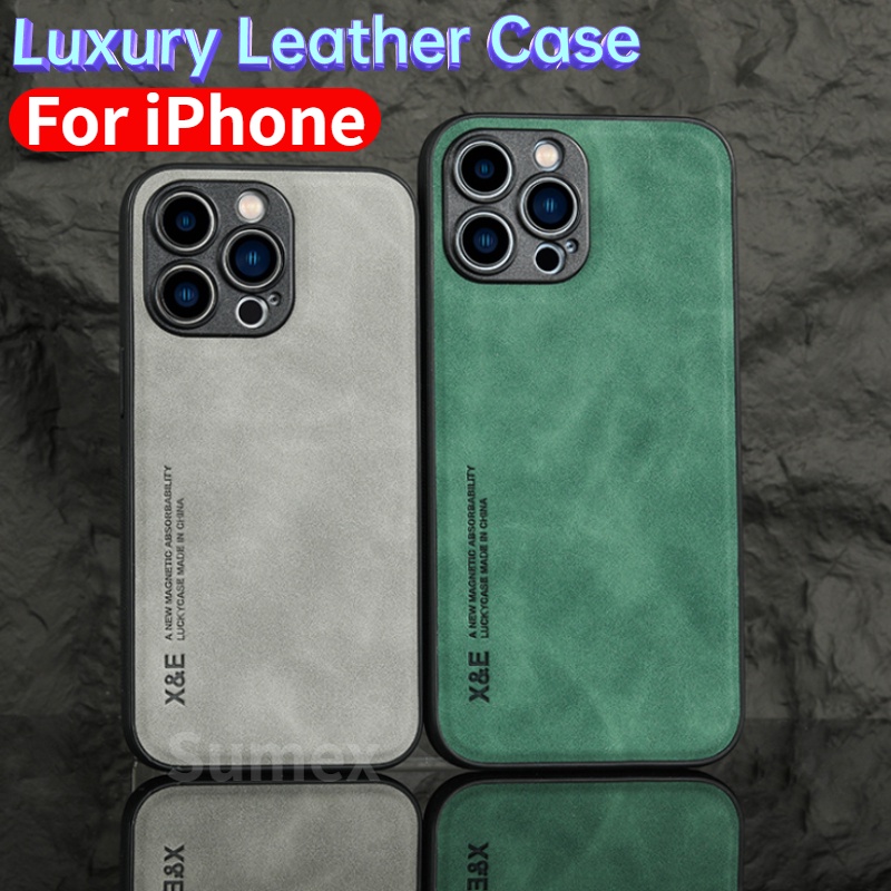 Luxury Leather Texture Shockproof Case for iPhone 16 15 14 Plus 13 12 ...