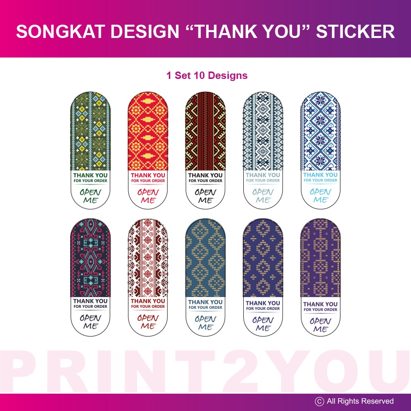 [100PCS] Songket DESIGN Thank You Sticker | Shopee Malaysia