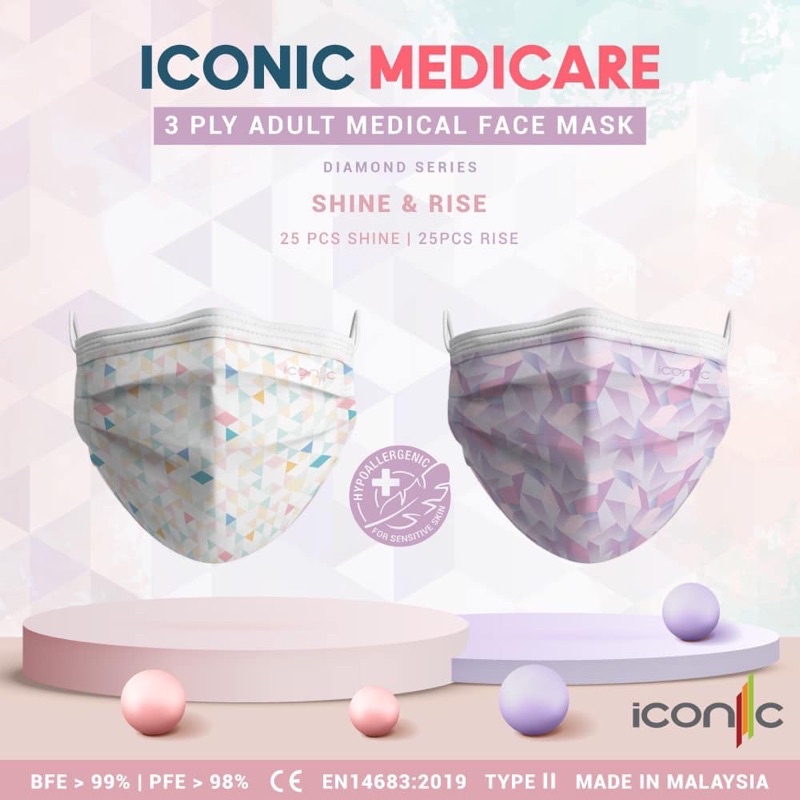 READY STOCK 🔥ICONIC Medicare Disposable Face Mask Adult 50's - Diamond ...