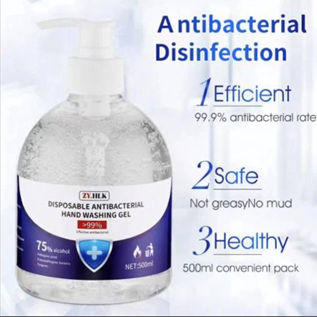 ZY.HLK Disposable Antibacterial 75% Alcohol Hand Sanitizer Gel [500ml ...