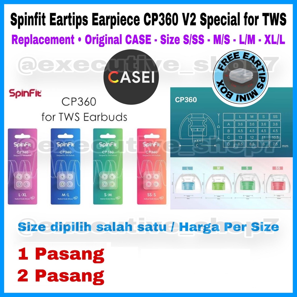 Spinfit Eartips Earpiece CP360 V2 Special for TWS - Replacement ...