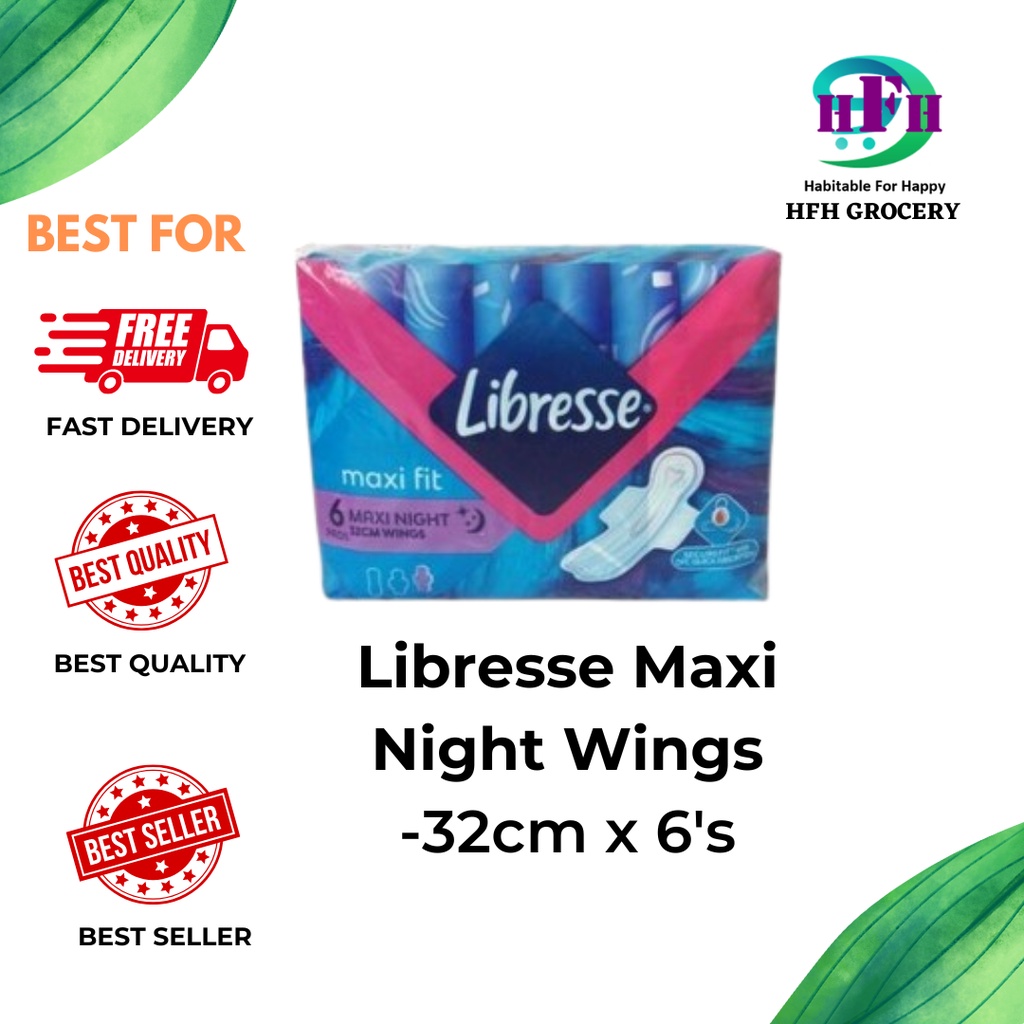 🔥 Libresse Maxi Night - Wings (32cm x 6's x 1 pack / 32cm x 12's)🔥 ...