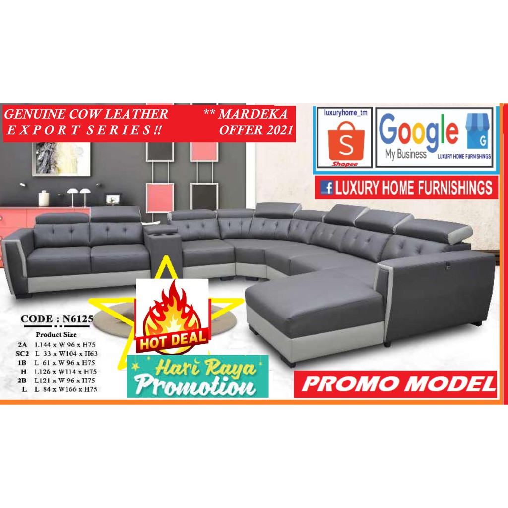 Corner Sofa, 2 seater + CONSOLE + 1SEATER+ corner + 2 seater + L SHAPE, Genuine Cow Leather, H ...