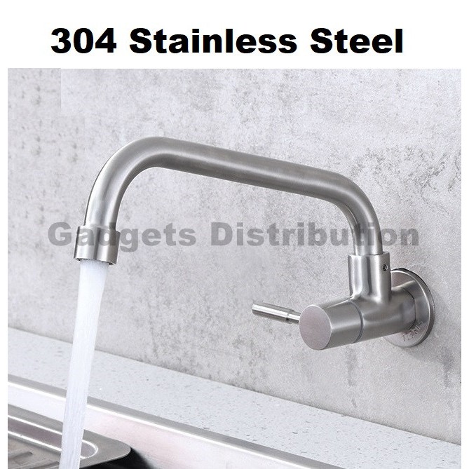 304 Stainless Steel Horizontal Long Wall Mounted Kitchen Basin Faucet ...