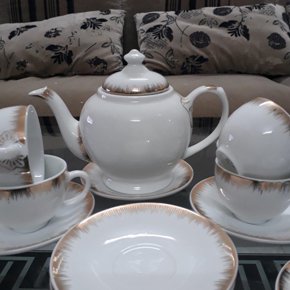 High quality Vietnamese tea set, gold tassel (white) | Shopee Malaysia