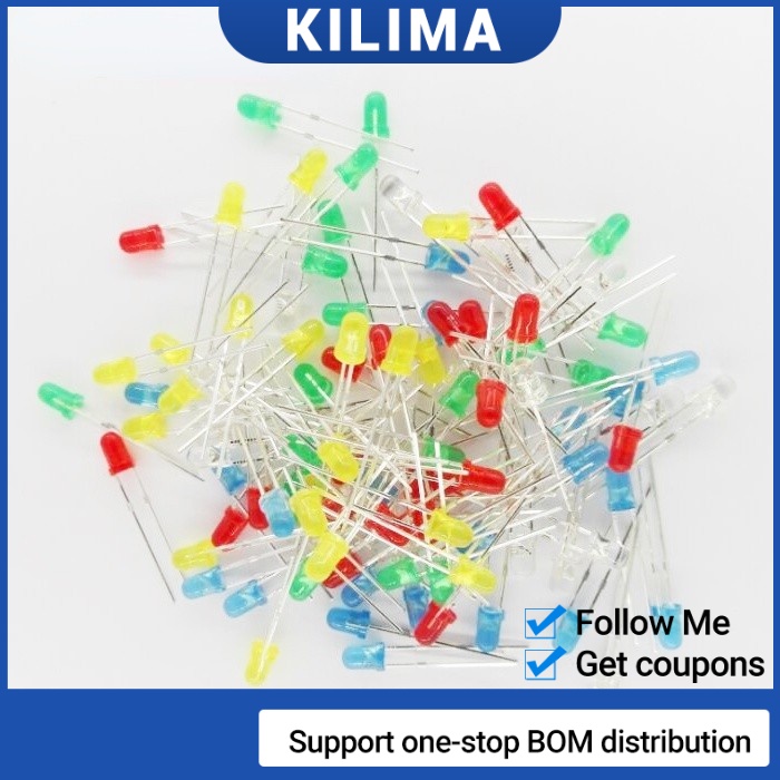 100pcs 3mm 5mm LED Assorted Kit Set f3 f5 LED DIY LEDs Set 5 Colors ...