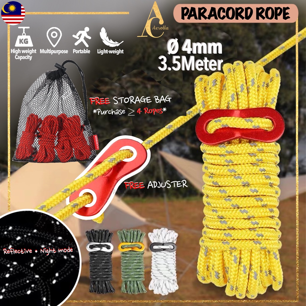 [NEW] 4mm Thick Reflective Rope 3.5Meter Paracord Rope Camping Tent ...