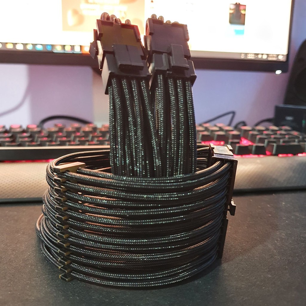 Full Black Cable Sleeve Sleeved Cable Extension Braided Modding Ready ...