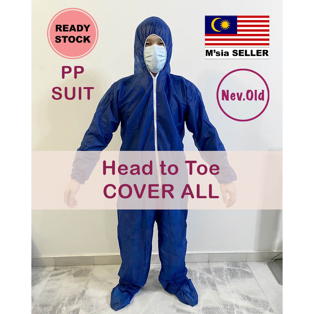 Msia Stock Full Cover Disposable PP Protective Suit Non Woven / Baju PP ...