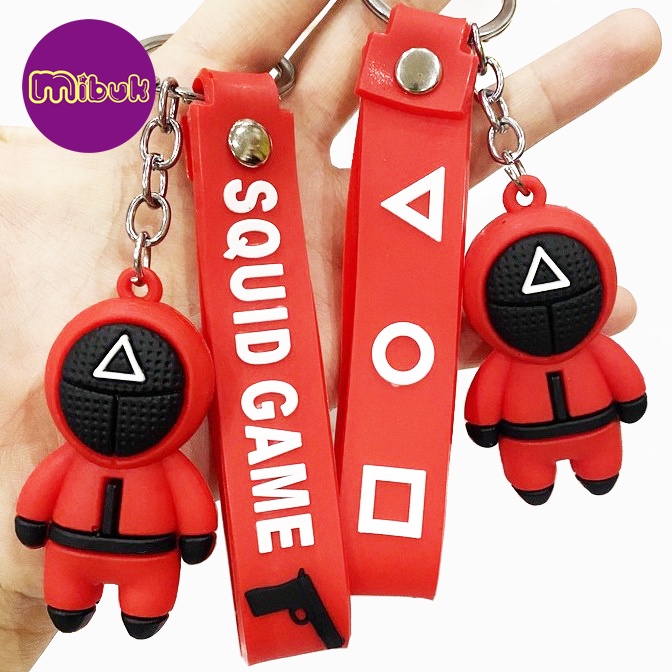 Cute keychain Squid Game 3D rubber Squid Game | Shopee Malaysia