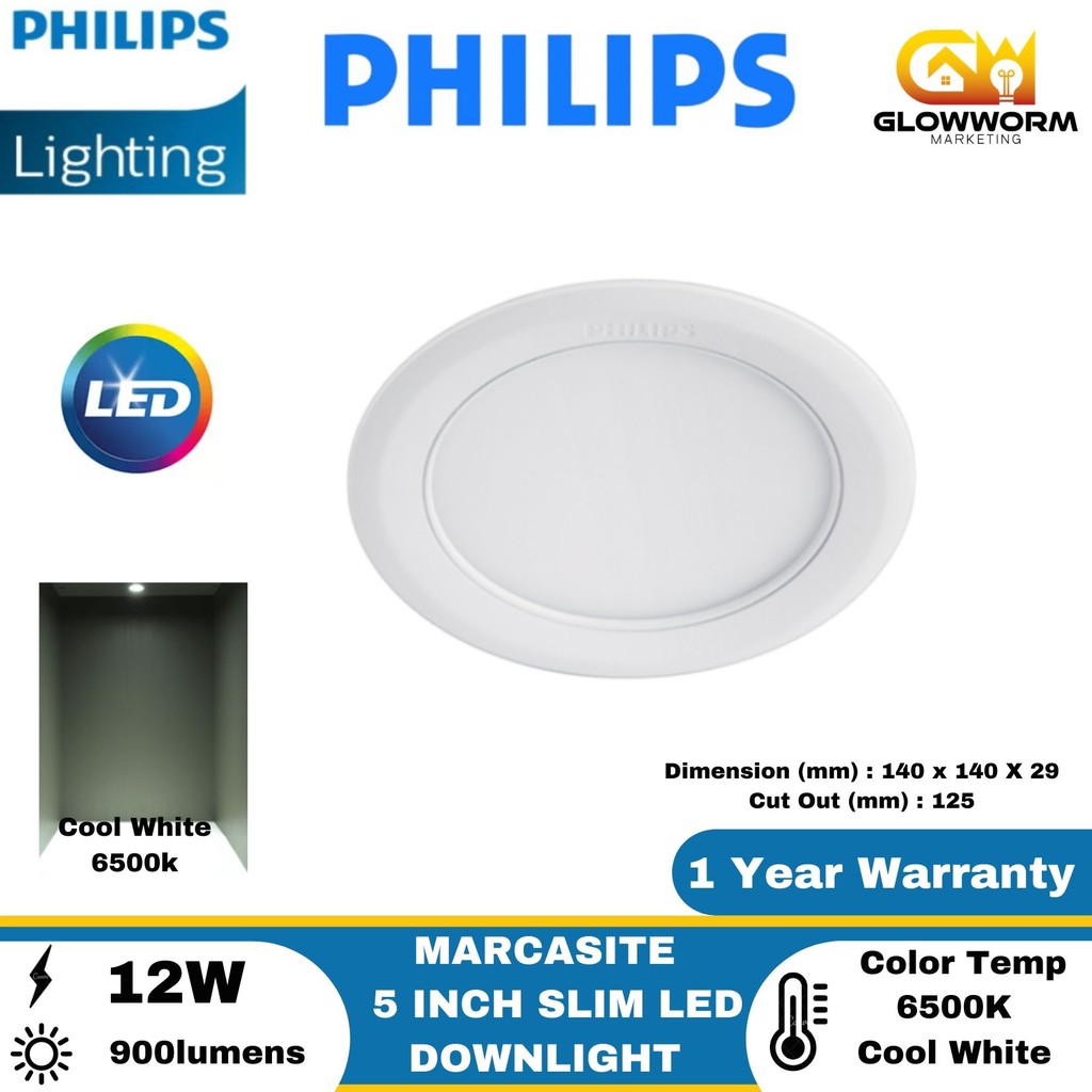 Philips LED Downlight Marcasite Round 5" (12W 3000K/ 4000K/ 6500K ...