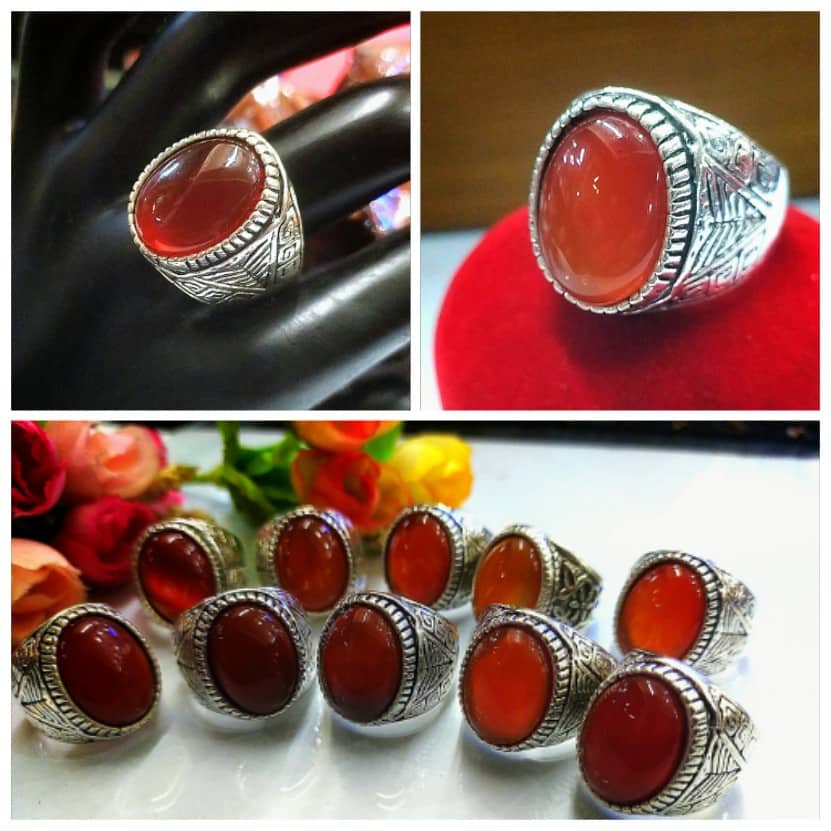 Cincin Batu Akik Agate Merah Dibalut dgn Salung Cincin Gangsa Putih ...