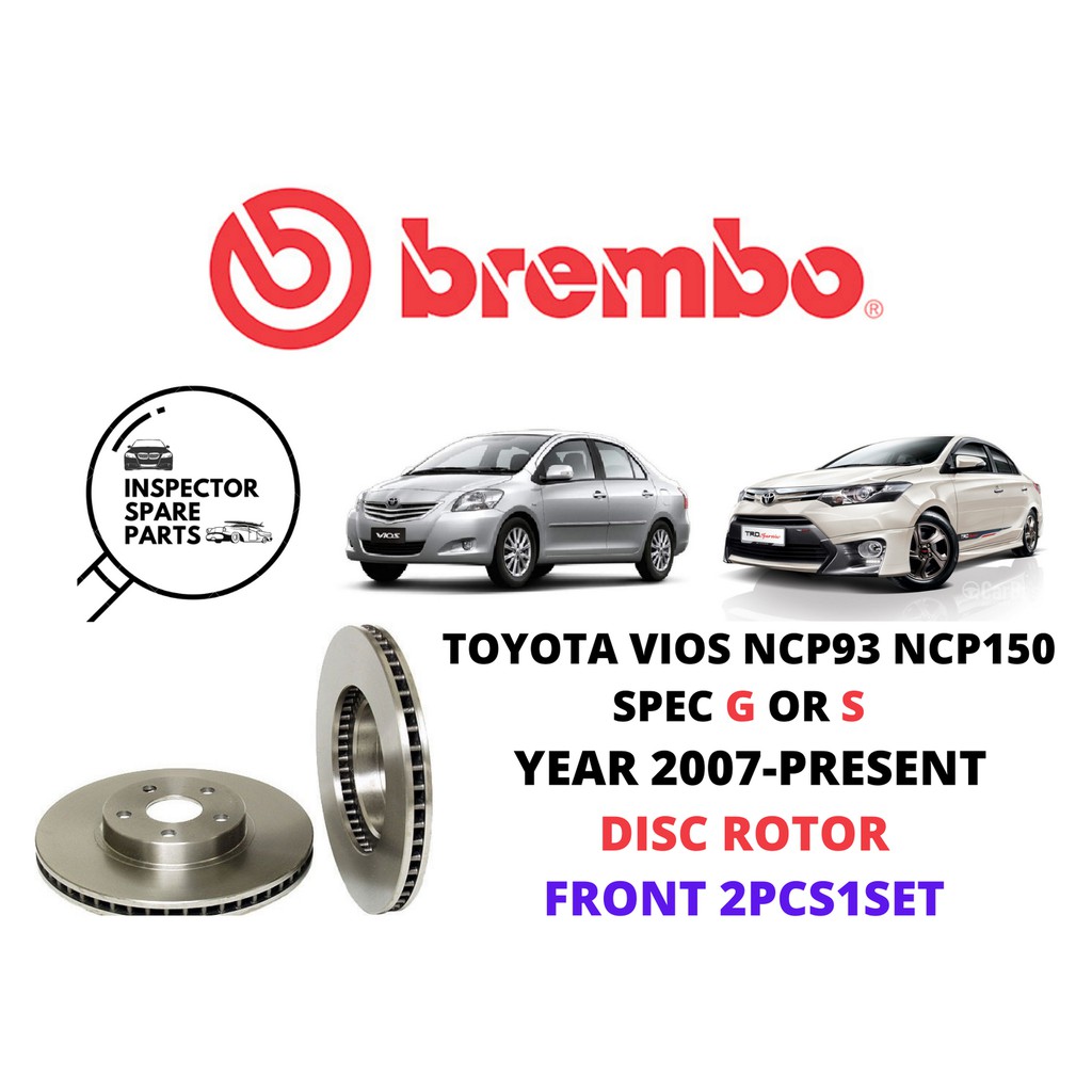 (2PCS1SET) 100% BREMBO TOYOTA VIOS NCP93 NCP150 SPEC G S YEAR 2007 ...