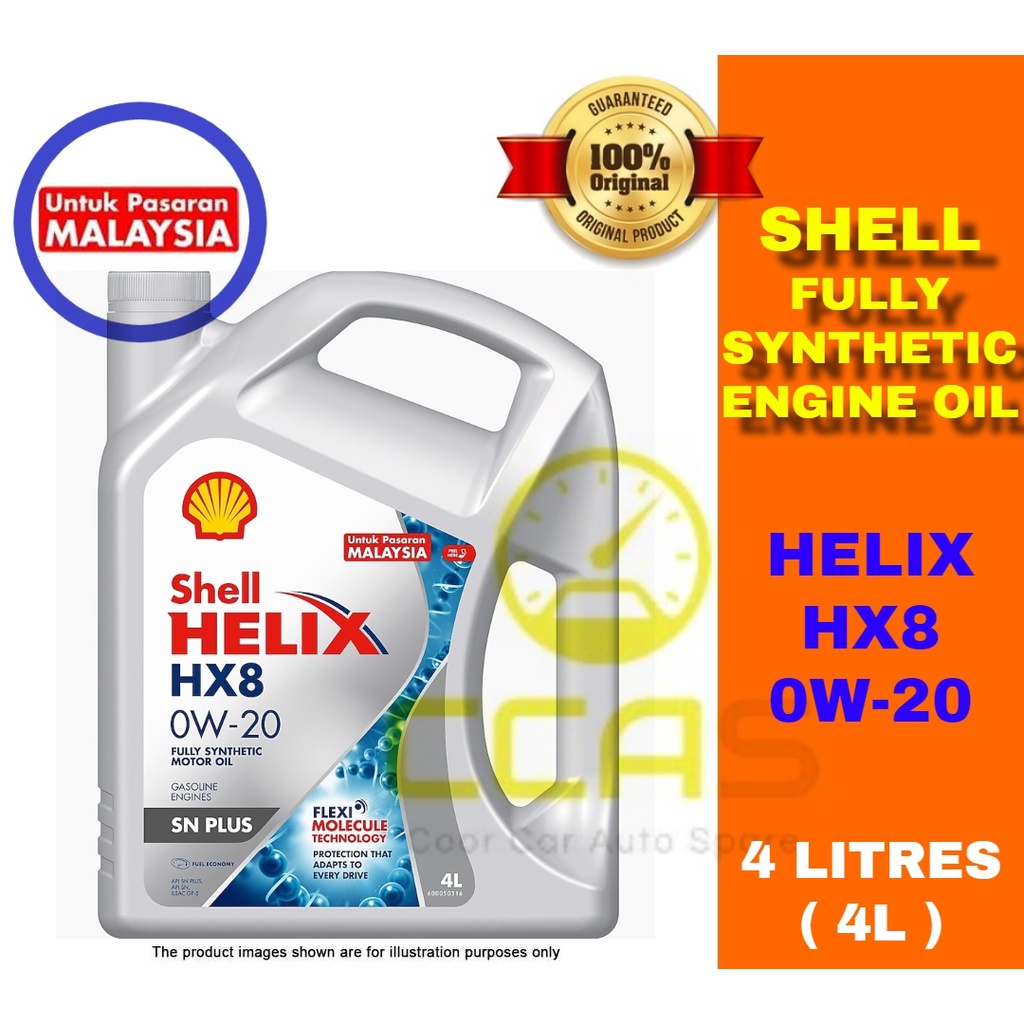 Shell Helix HX8 4L API SN PLUS 0W20 0W-20 Engine Oil Fully Synthetic ...