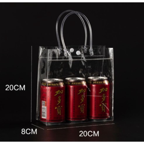 Clear PVC Tote Bag with Button / Transparent Shopping Bag / Fancy ...