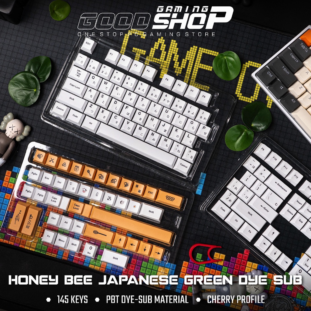 Honey Bee Yellow PBT DYE SUB Cherry Profile - Japanese Root Keycaps ...