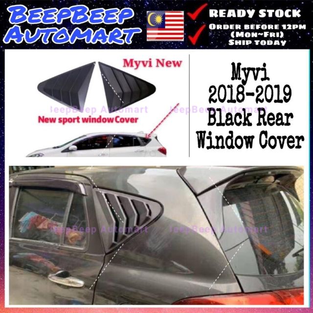 Perodua Myvi 2018-2021 Black Rear Side Louver Cover Window Triangle ...