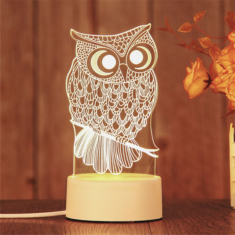 𝐃𝐄𝐓𝐀𝐂𝐇𝐀𝐁𝐋𝐄 3D LED Light Creative USB Night Lamps Table Lamp Bed Side ...