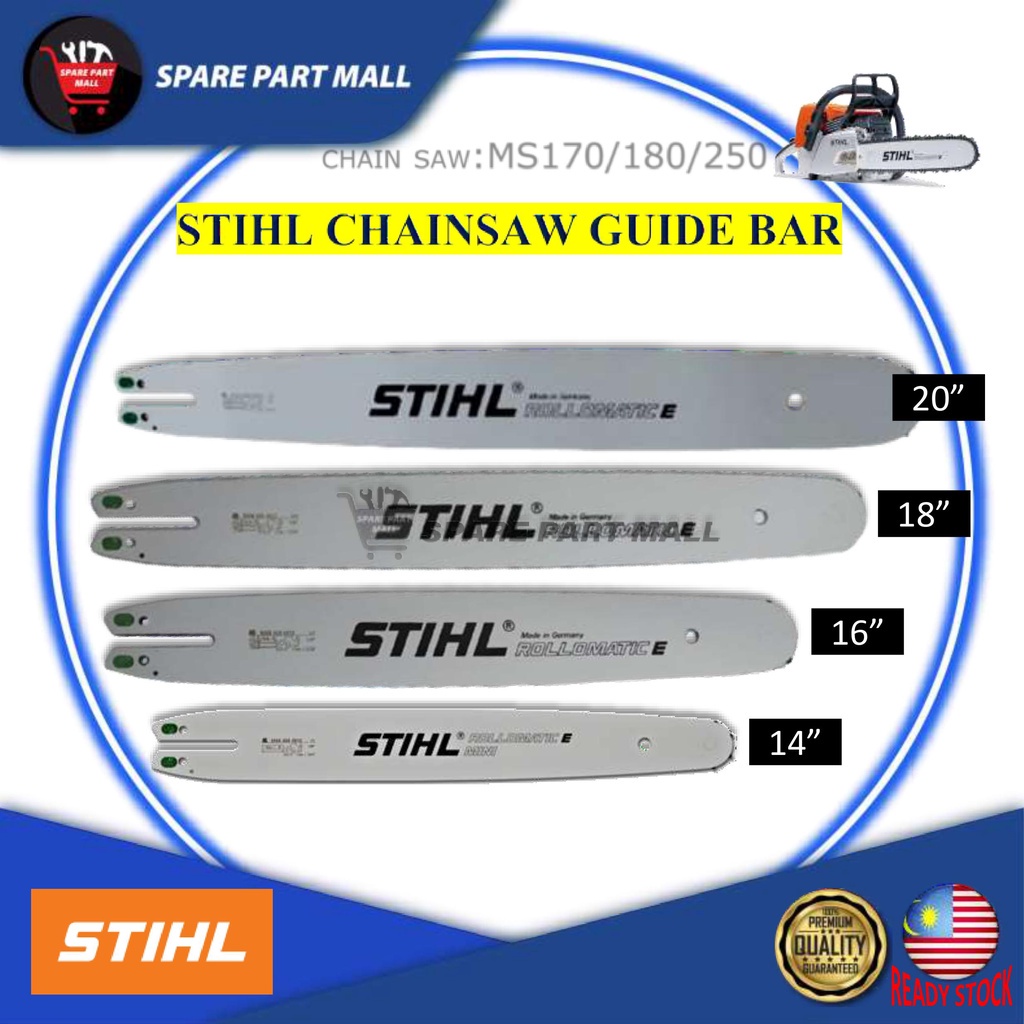 STIHL GERMANY ROLLOMATIC CHAINSAW CHAIN GUIDE BAR 14” 16” 18” 20" PAPAN RANTAI CHAIN SAW ...
