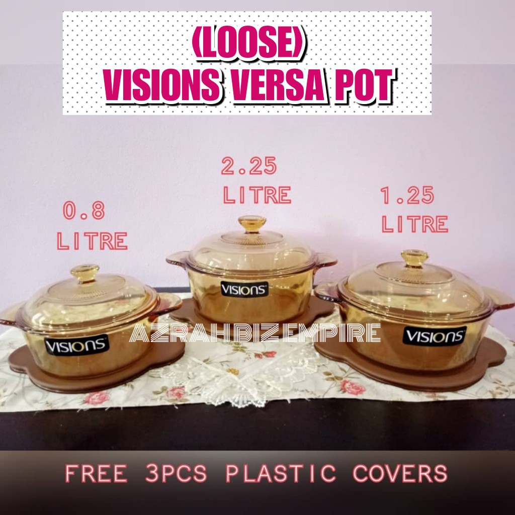 (LOOSE) 0.8L-2.25L VISIONS VERSA POT COOKWARE / PERIUK KACA VISIONS ...