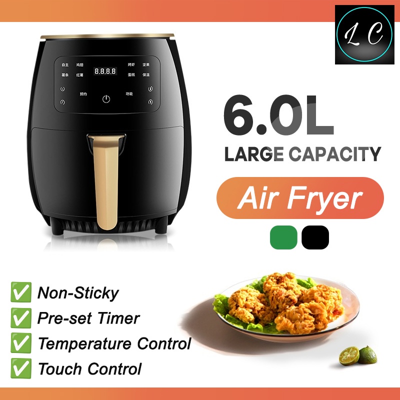 Electric Air Fryer Timer Oven Cooker Non-Stick Fry Roast Grill Bake ...