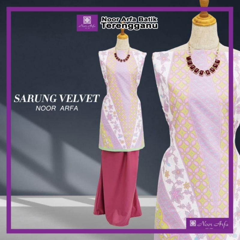 ZG0930 BATIK SARUNG NOOR ARFA VELVET WHITE BLUSH | Shopee Malaysia
