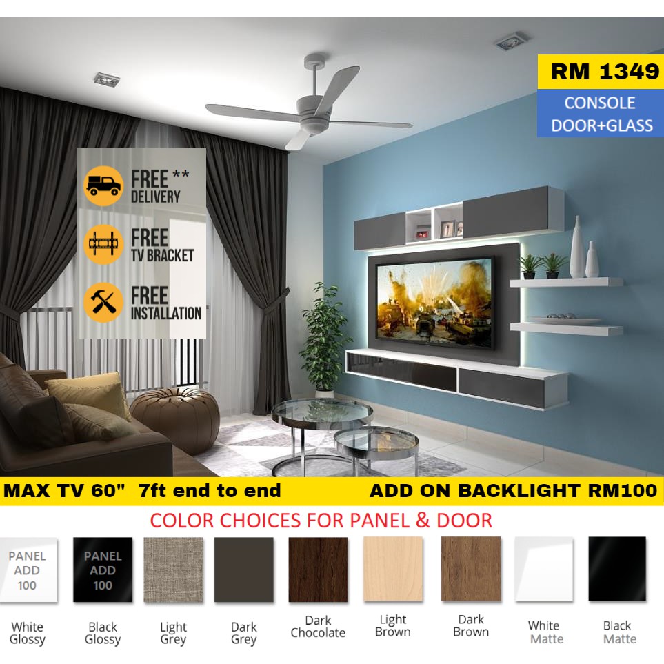 🔥 [FREE INSTALL & BRACKET TV] 🔥 KABINET TV GANTUNG WALL MOUTING,RAK TV ...