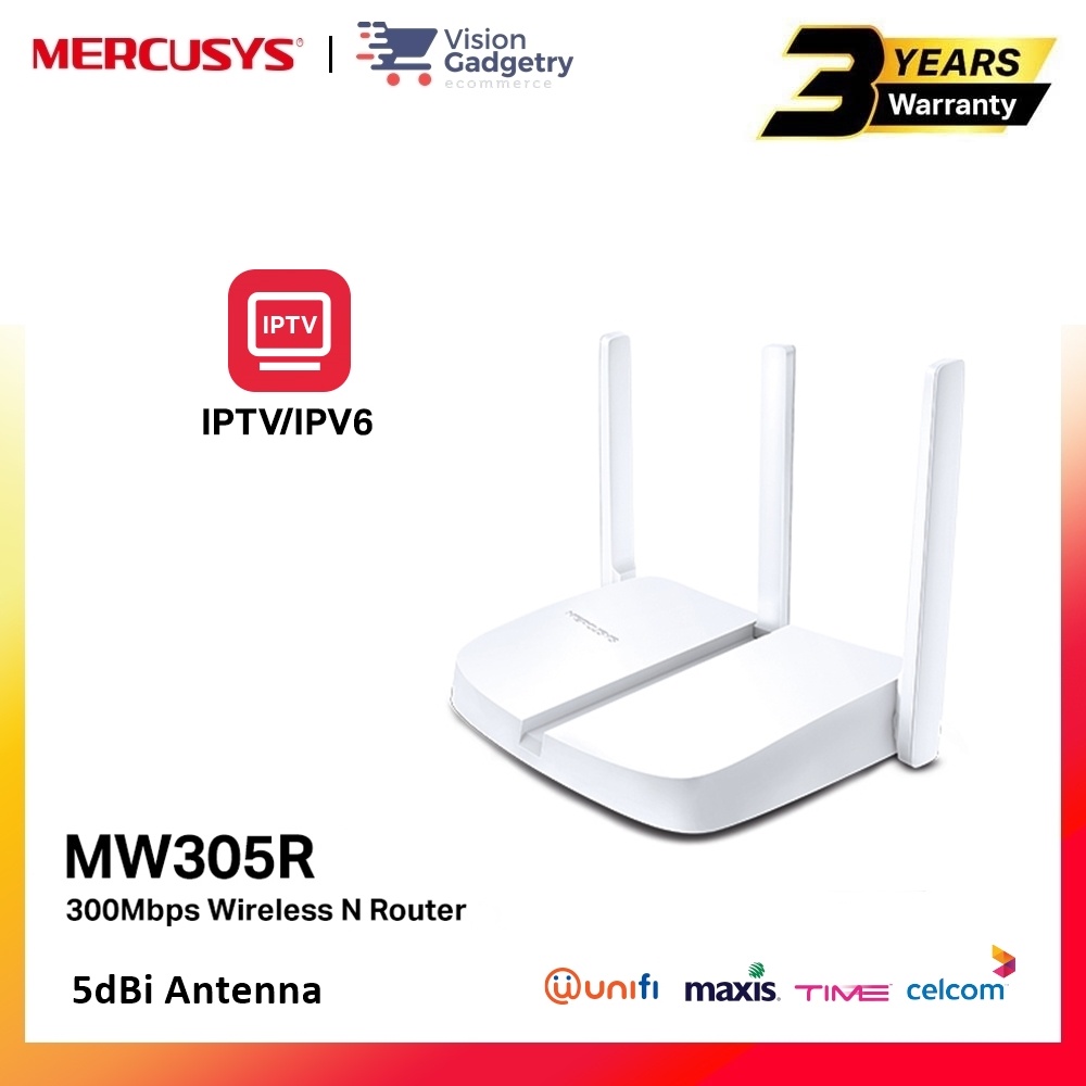 Mercusys MW305R 300Mbps Wireless WiFi Router Triple 5dBi High Gain ...