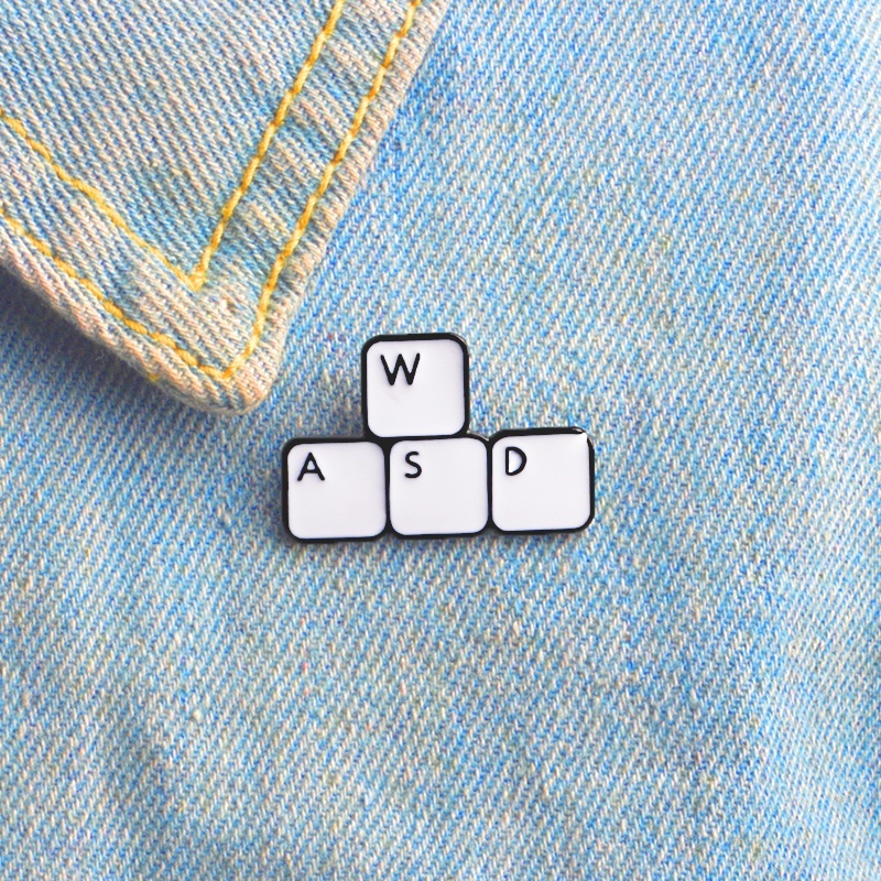 Creative WASD Keyboard Enamel Pin Funny Computer Keyboard Brooch Badges ...