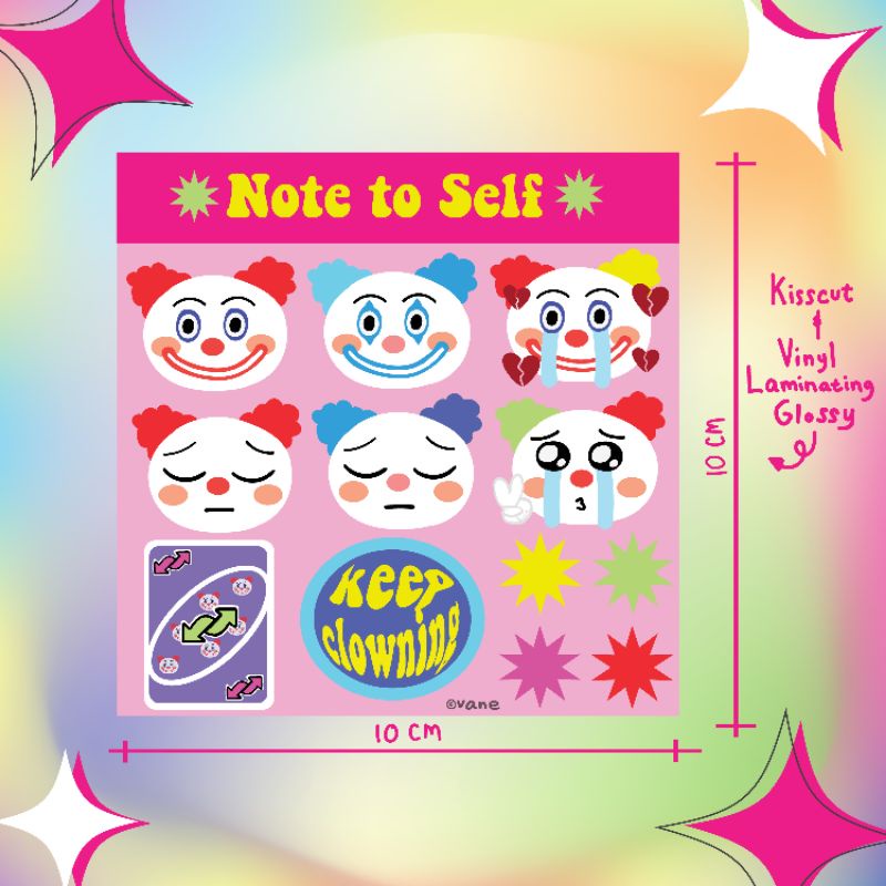 Note to Self: Keep Clowning Stickersheet | Shopee Malaysia