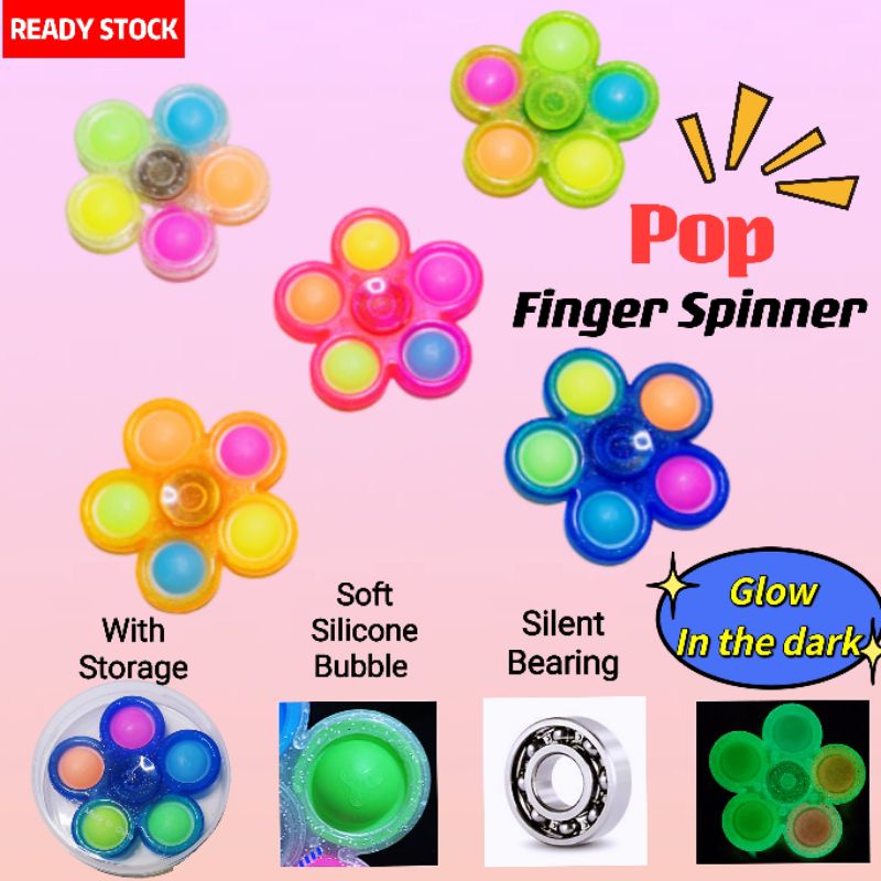 Luminous Pop It Finger Spinner Glow In The Dark Fidget Spinner Pop It ...