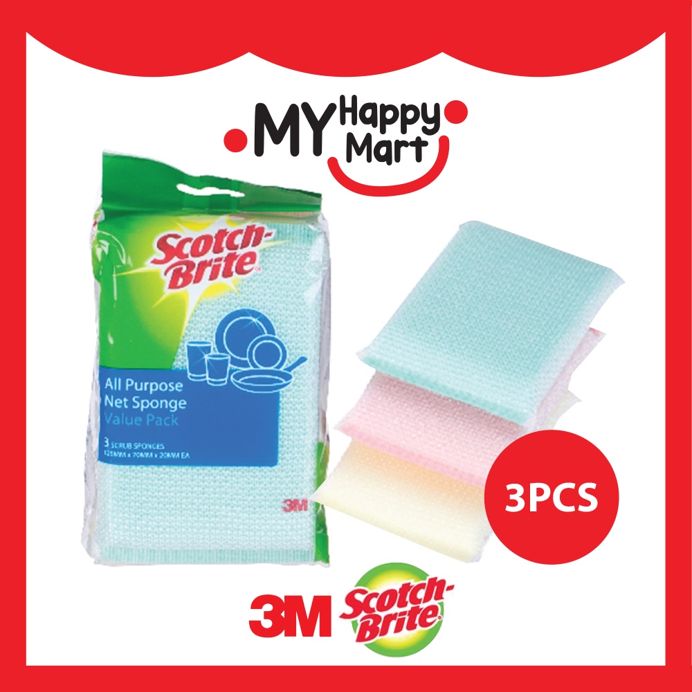3M Scotch Brite All Purpose Cleaning Net Sponge (3pc/pack) 3 Different ...