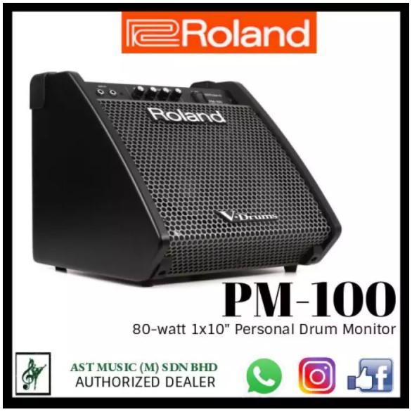Roland Monitor Amplifier PM100 PM-100 (80 Watts) Drum Amplifier ...