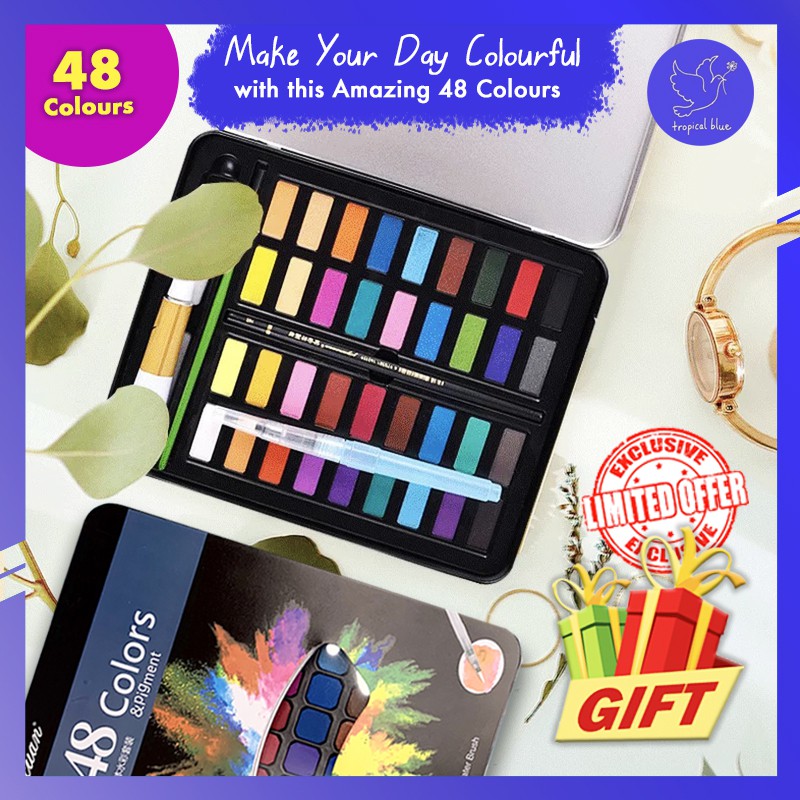 Tropical Blue Watercolour 48 Colours Outdoor Set 48 Colors Comes with ...