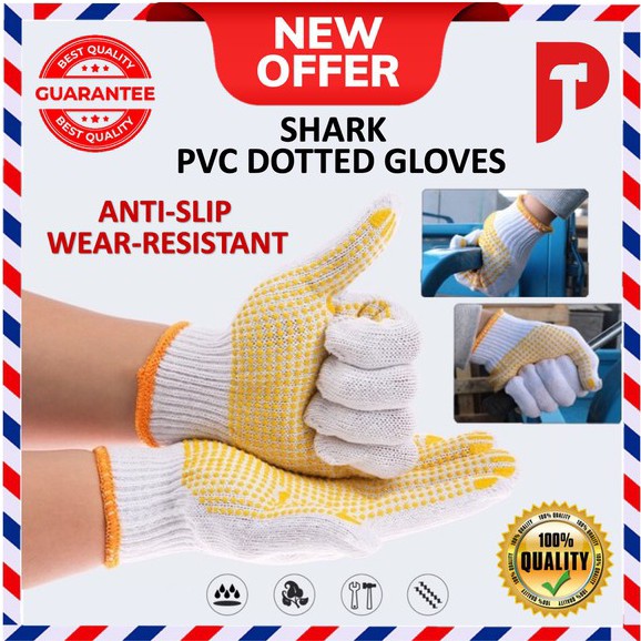 PVC Yellow Dotted Work Used Hand Gloves 🔥 Ready Stocks 🔥 Kuning Sarung ...
