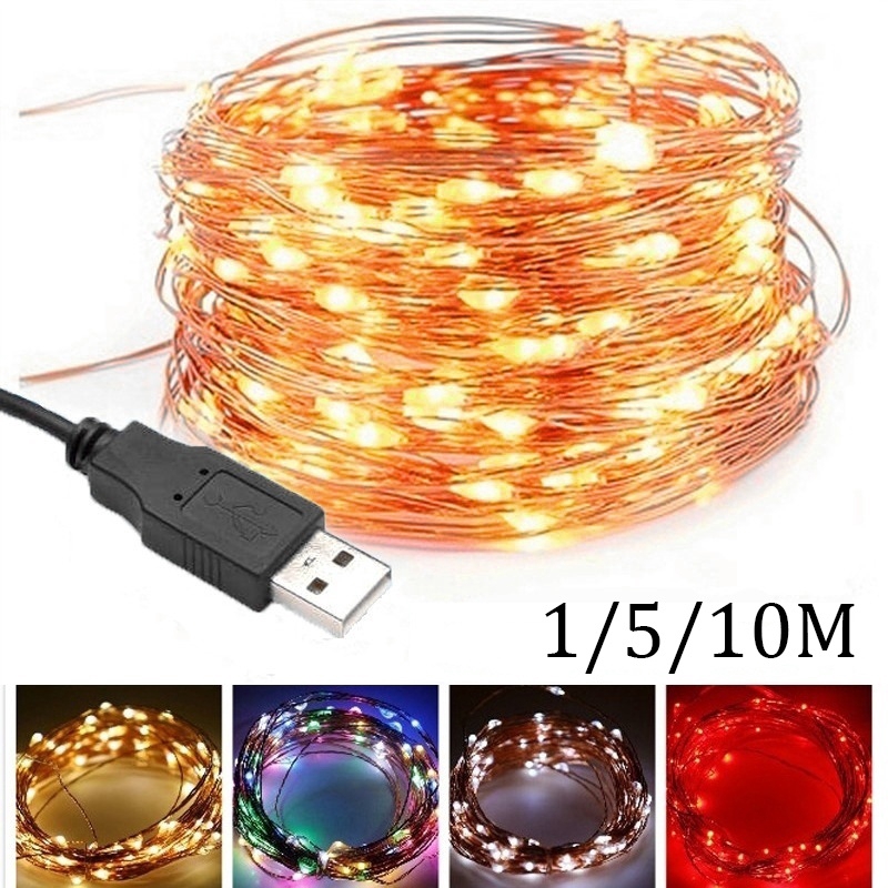 1/5/10M USB LED String Lights for Xmas Garland Party Wedding Decoration ...