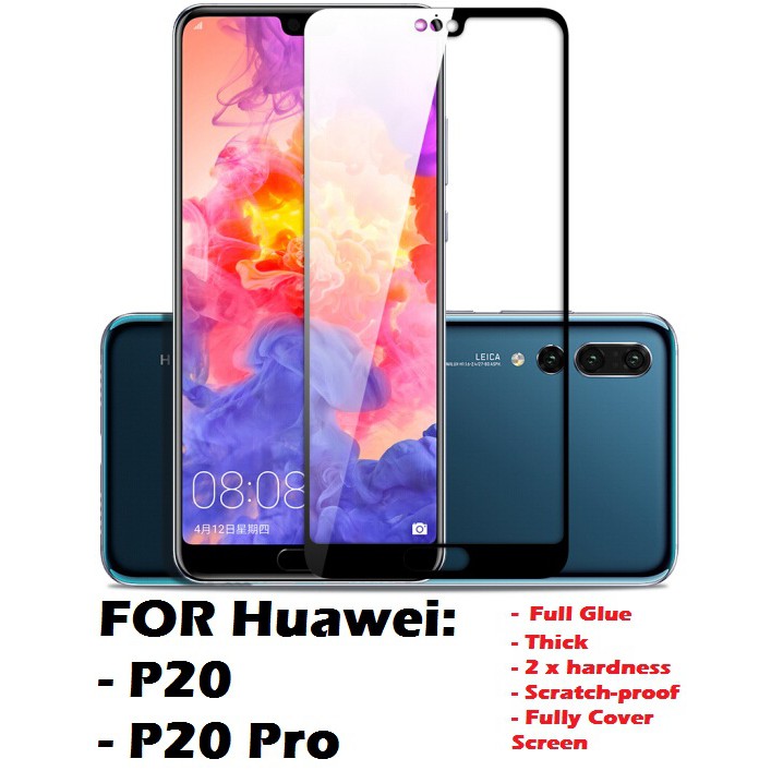 Huawei P20 Pro / Huawei P20 Full Adhesive Full Frame Hard Tempered ...