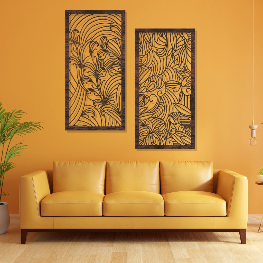 HIASAN DINDING KAYU (1 Set OF 3) Wooden Wall Decoration, Aesthetic ...